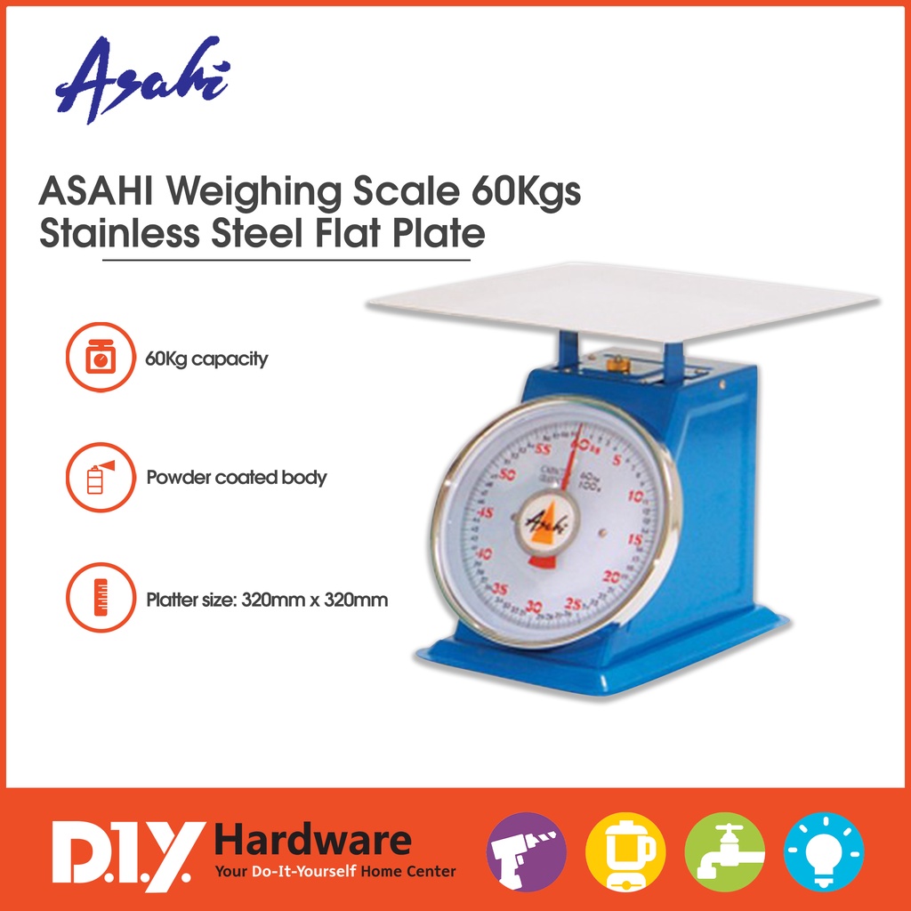Asahi Weighing Scale 60Kgs Stainless Steel Flat Plate | Shopee Philippines