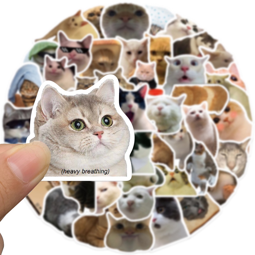 50pcs Cat Graffiti Stickers No Repetition Pvc Material For Decorative