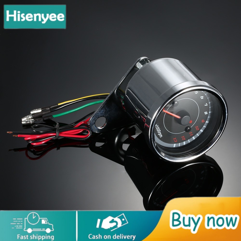 1000RPM universal motorcycle tachometer LED Screen DC 12V Meter Gauge ...