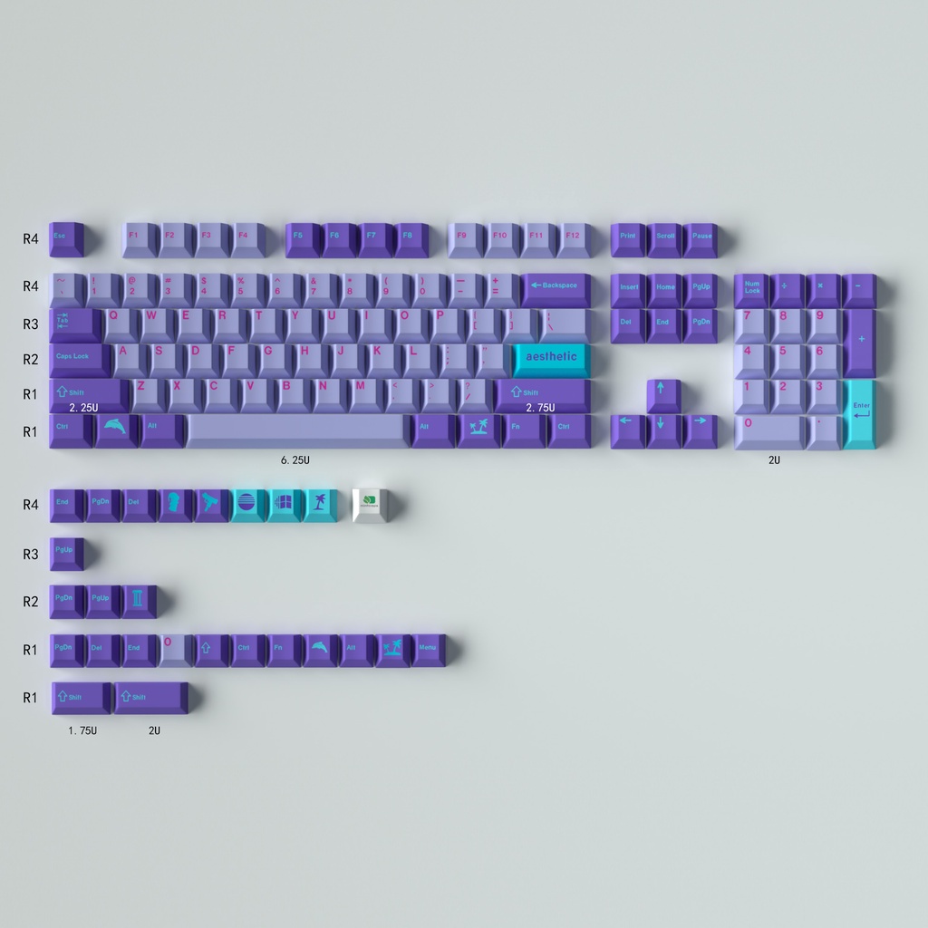 GMK Vaporwave PBT Keycap 130 Keys Cherry Profile DYE-SUB Keycaps For ...