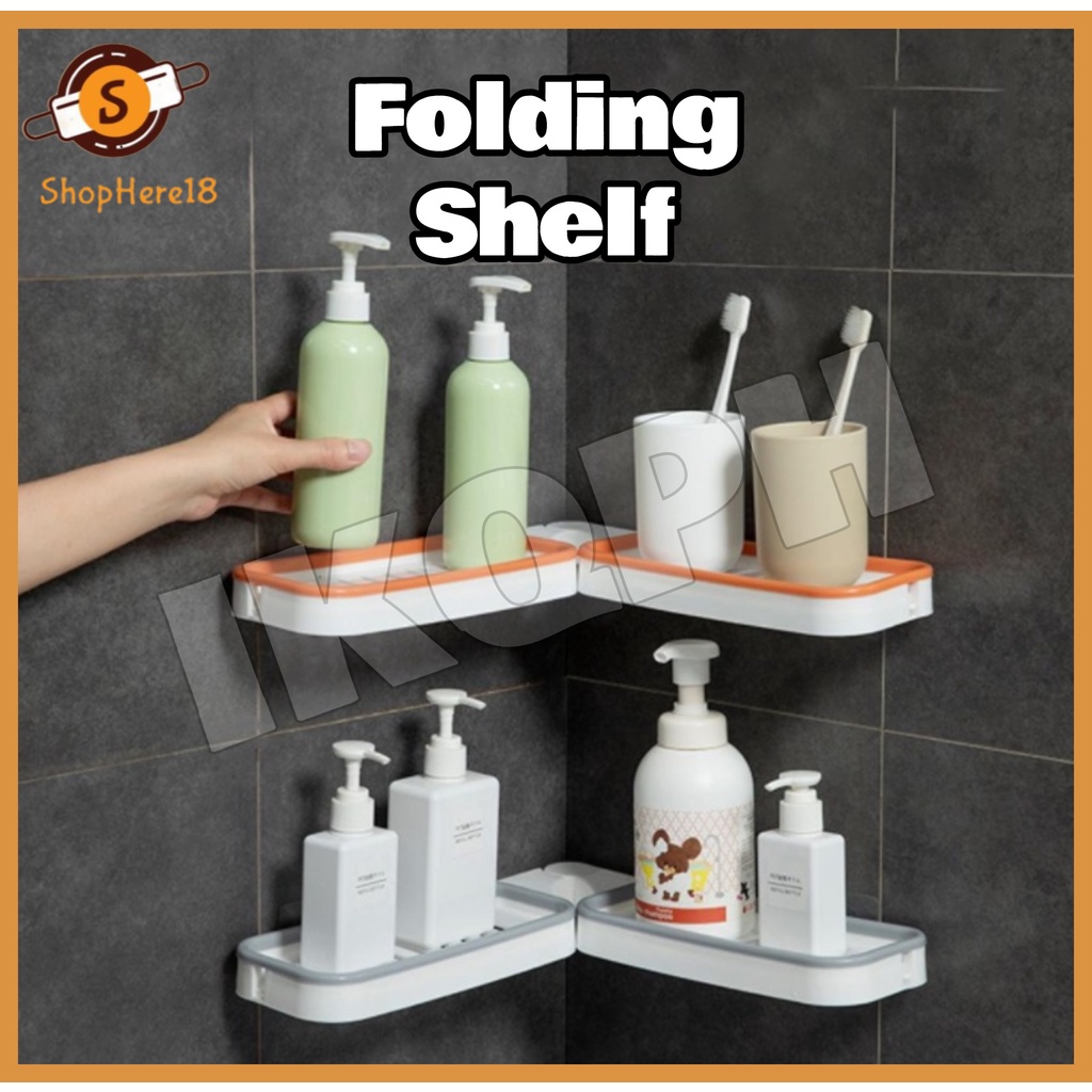 IKQPH Foldable Rotate Bathroom Shelves Wall Mounted Shampoo Holder ...