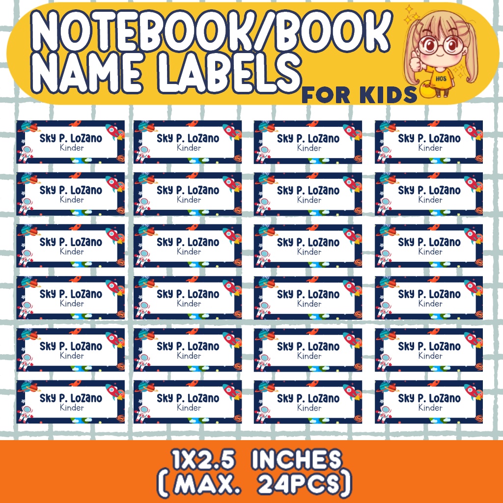 Cute Notebook/Book/Pencil/Number Label Sticker for Students (For Kids ...