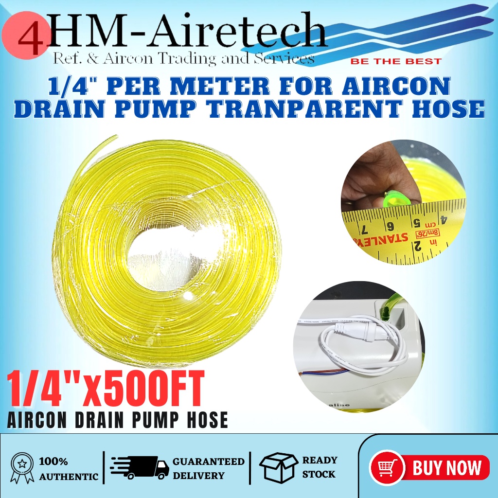 1/4" FOURHM FOR AIRCON DRAIN PUMP TRANPARENT HOSE HIGH QUALITY EXTRA ...