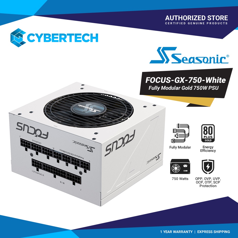 Seasonic Focus Gold Series - White Edition GX-750 750W 80 Plus Gold Fully Modular Power Supply ...