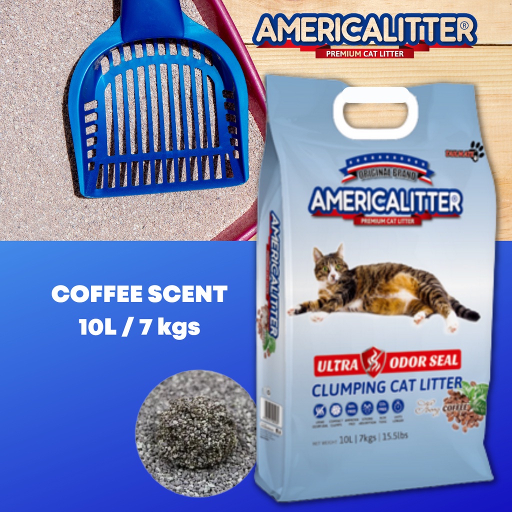 10 liters AmericaLitter ultra odor seal coffee cat litter sand 10L / 7 ...