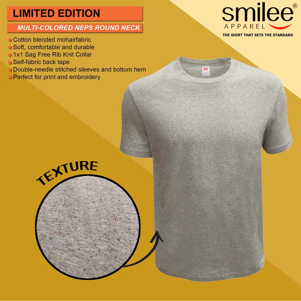 Smilee Apparel - Multi-Colored Neps Round Neck (Melange Gray) | Shopee ...