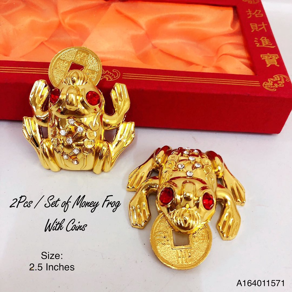 2 Pcs / Set of Blessed Money Frog with Coin | Shopee Philippines