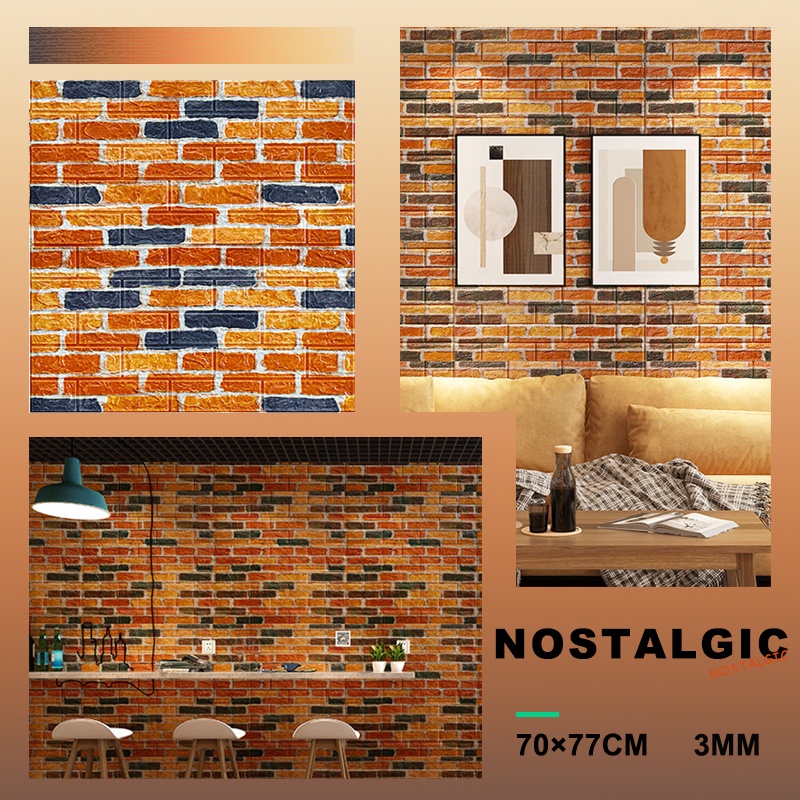 Retro style Wallpaper 70×77cm 3D Wallpaper Adhesive Wall decor ...