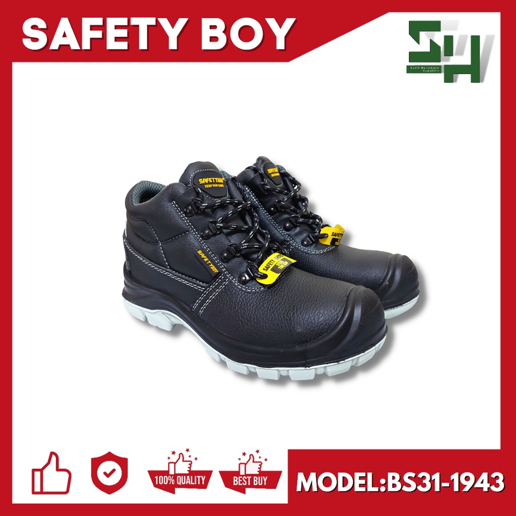 SAFETY BOY S3 Safety working Shoes Full Leather Grain Carbon Steel Mid ...