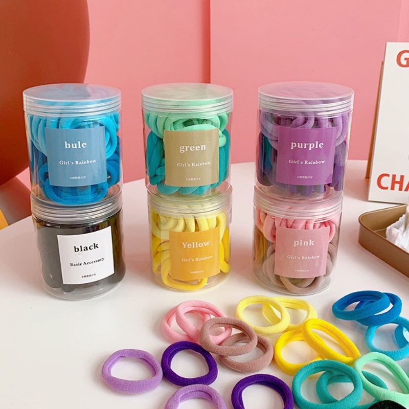 50 pieces in 1 box/pack of Adult Colorful Basic Elastic Hair Bands ...