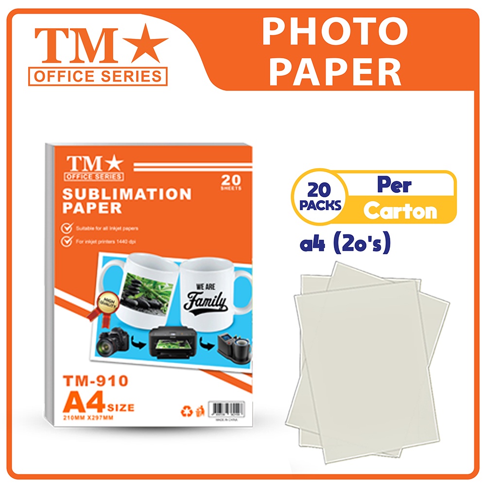 TM 20 packs Sublimation Paper A4 20's (TM-910) | Shopee Philippines