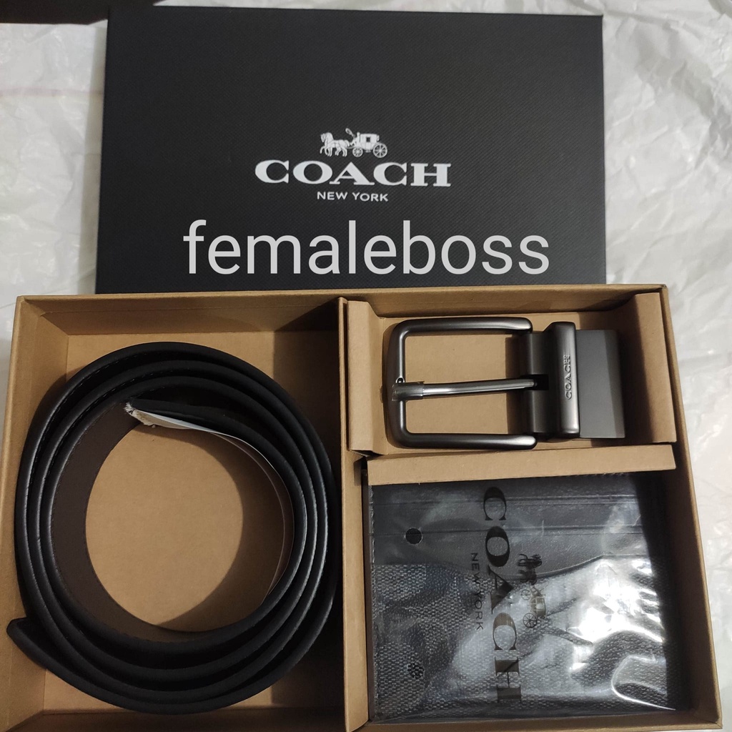 Coach Men's Boxed Card Case And Belt Gift Set In Colorblock Signature ...