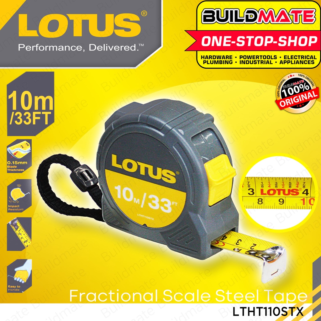 BUILDMATE Lotus Steel Tape 3M | 5M | 8M | 10M Fractional Scale Tape ...