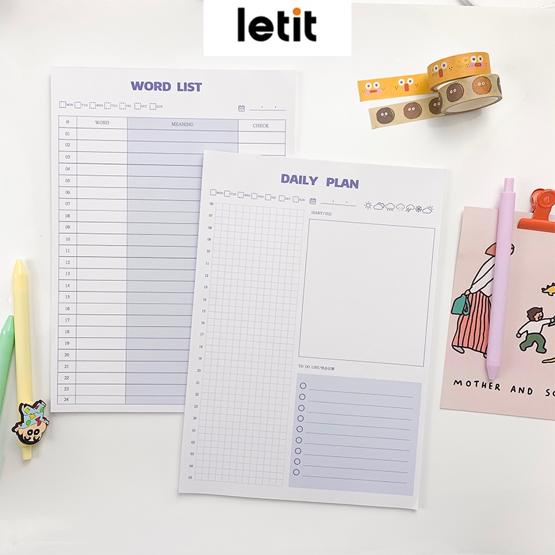 Letit Klein Blue 30 Sheets B5 Word List Notebook Schedule Planner ...