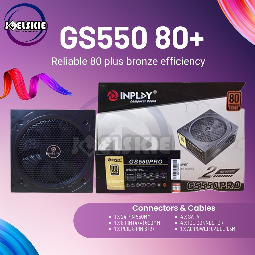 Inplay GS550-Ultra True Rated 550w Power Supply RGB 80Plus Bronze ...