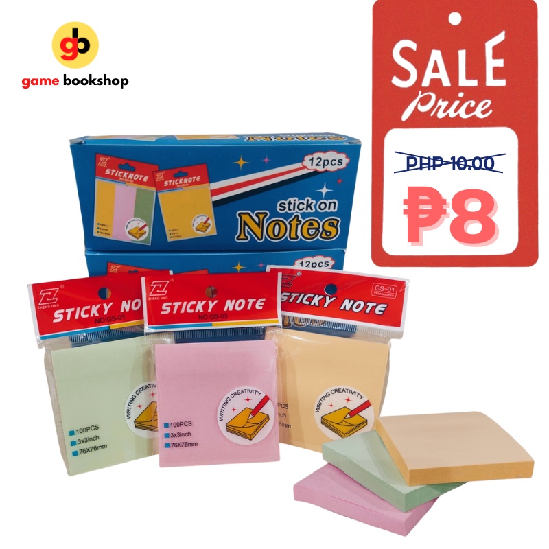 Sticky Notes 3x3, Assorted Colors | Shopee Philippines