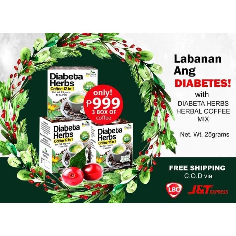 DIABETA HERBS COFFEE 3 BOXES FOR ONLY 799 | Shopee Philippines