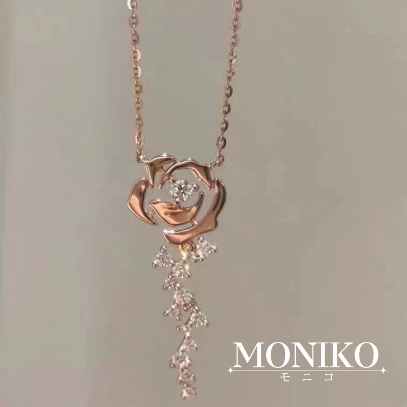 MONIKO Original Design 18k Gold Pink Rose Crystal Pendant Necklace ...