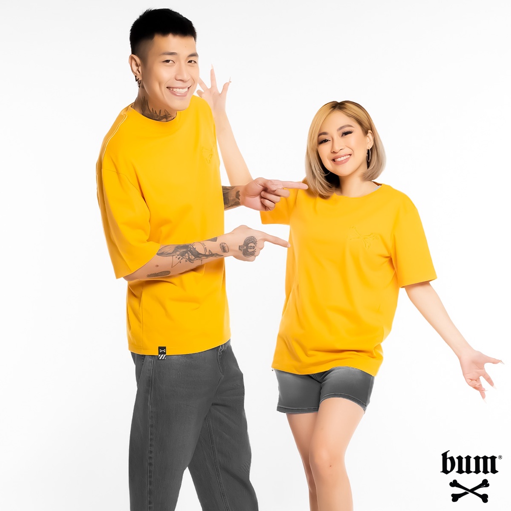 BUM Basic Boxy Shirts for Men's & Women's with Embroidery X-Bones Couple Tees - Mustard | Shopee ...