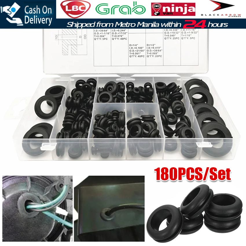 180PCS Multi-Size Rubber Grommet Kit with Box for Wire Cable Car Fuse ...