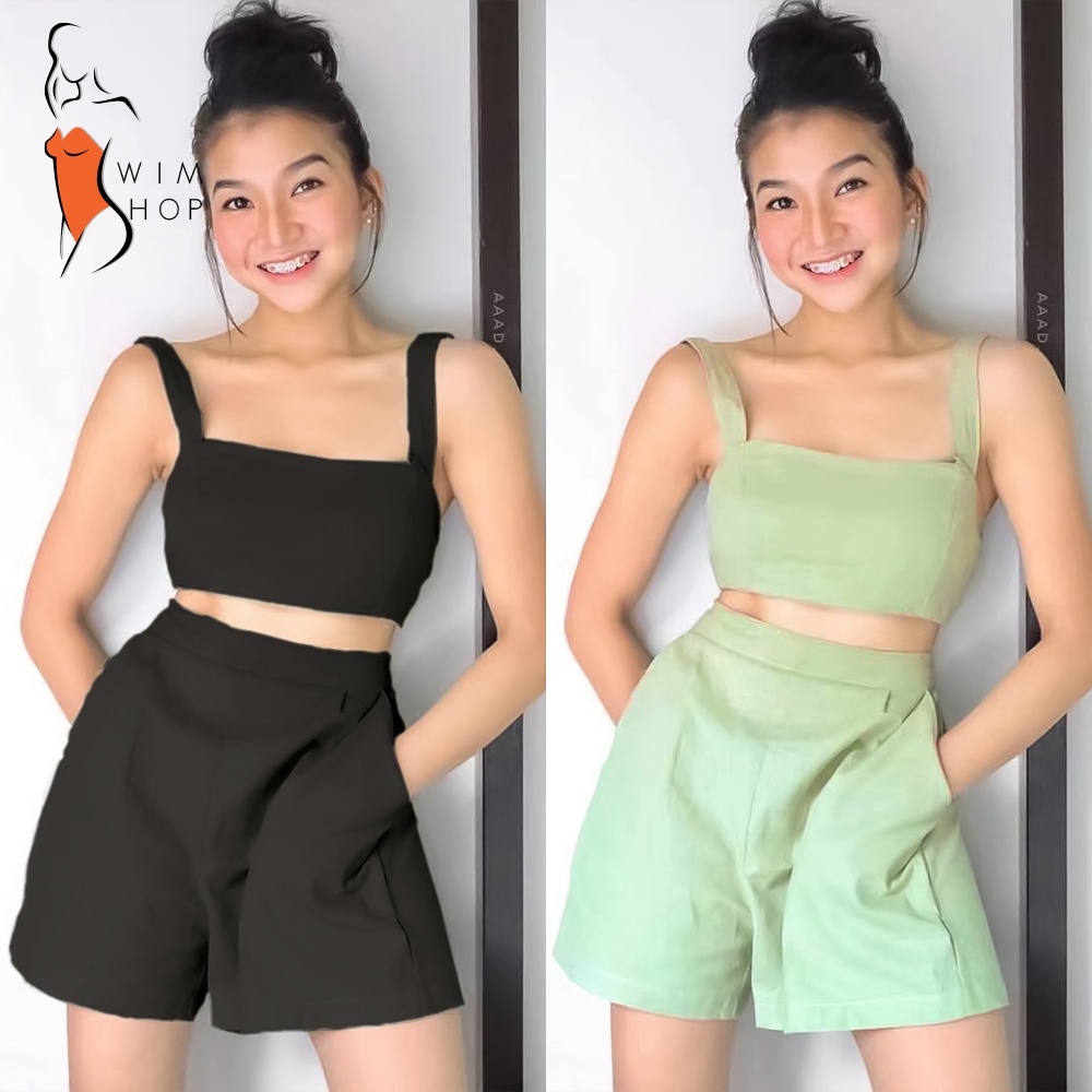 SS KHAZZ Terno Sleeveless Crop Top and Shorts Coordinate For Women ...