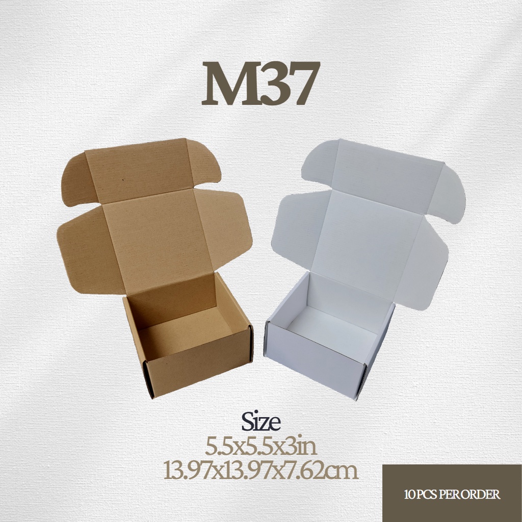 M37 5.5x5.5x3inches/Mailer Box/Brown&White/10pcs per pack | Shopee ...