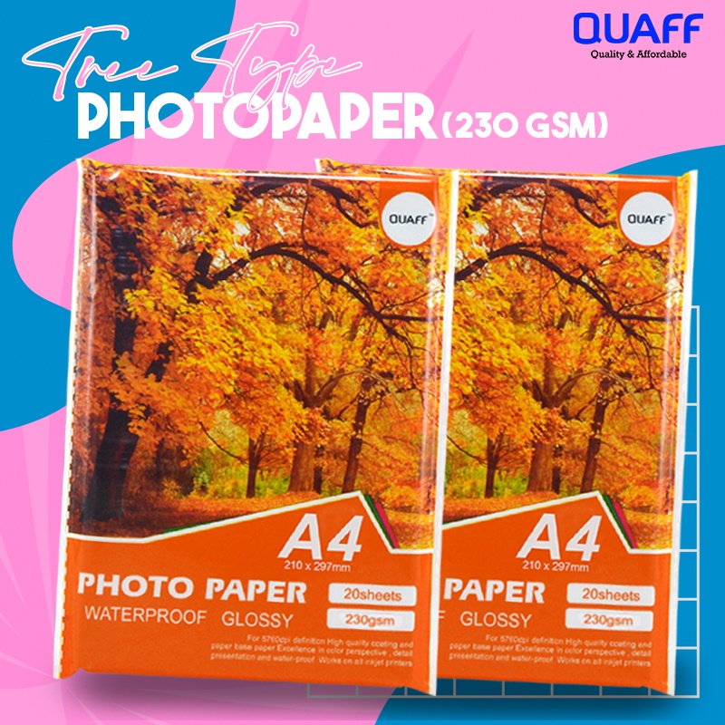 QUAFF Tree Type Inkjet Photo Paper Glossy 230gsm A4 Size - 20 sheets per pack | Shopee Philippines