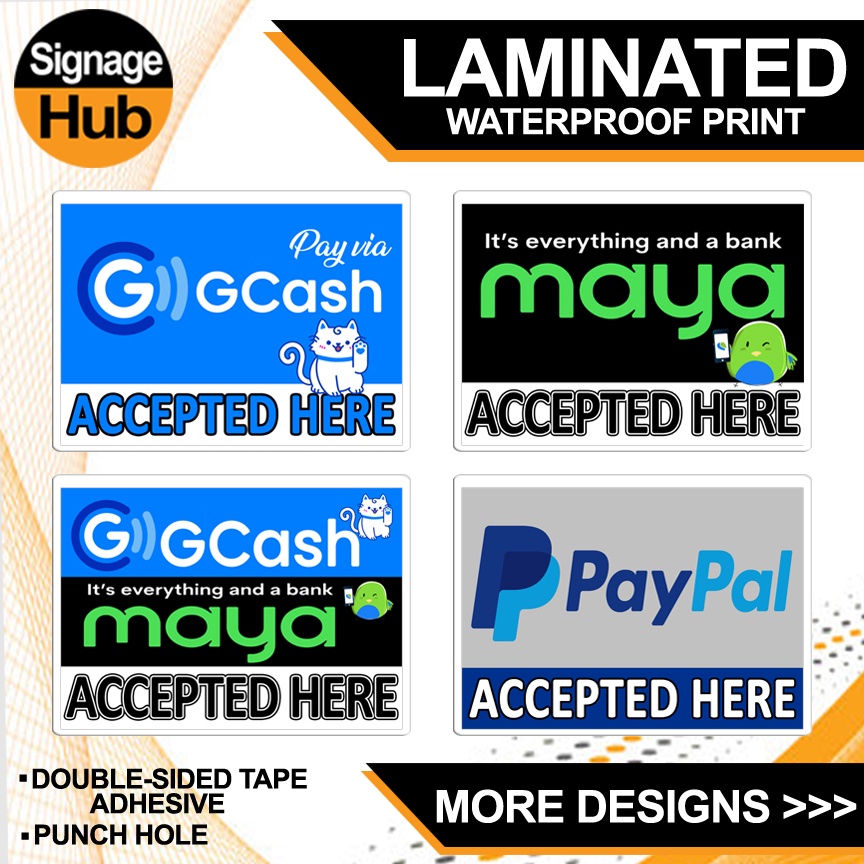 GCASH | MAYA | PAYPAL Signs | Laminated or Tarpaulin Signage ...