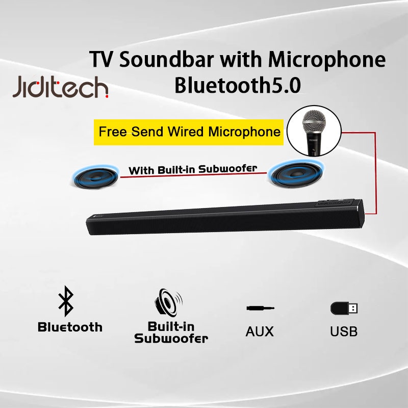 Jiditech TV Speaker Soundbar With Microphone Bluetooth 5.0 Connection ...
