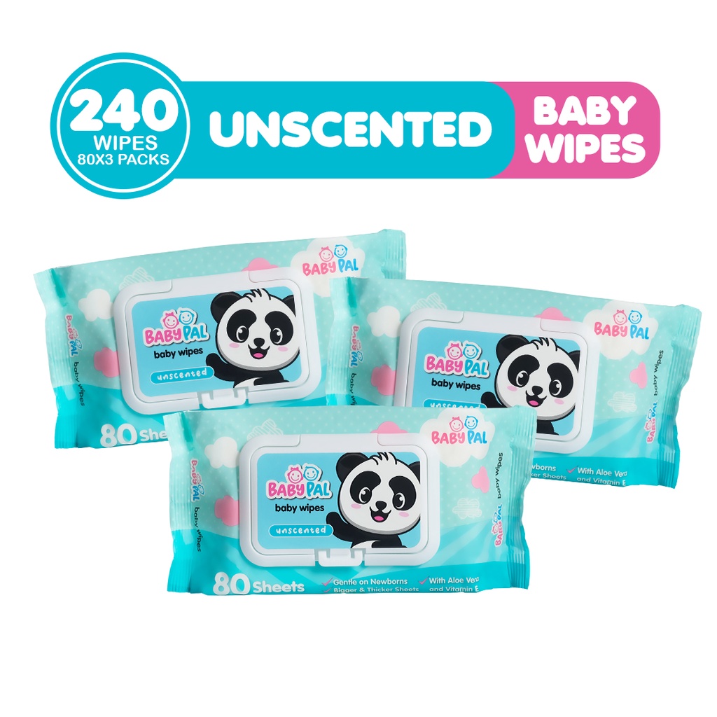 Babypal Baby Wipes Unscented 80 Tender Sheets Wet For Kids New-Born ...