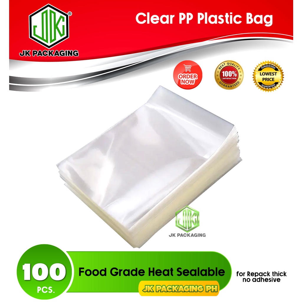 Clear PP Plastic Bag (100pcs) Food Grade Heat Sealable for Repack thick ...