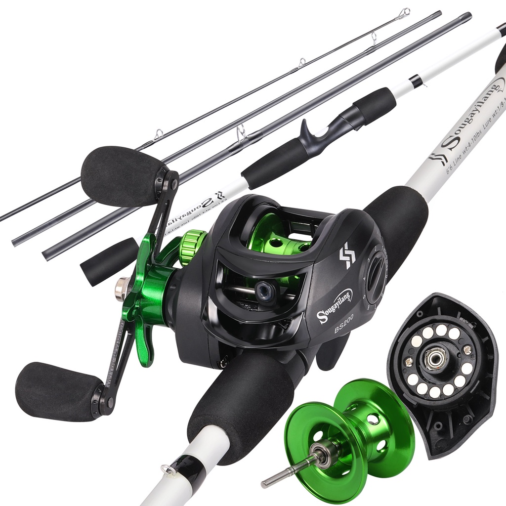 Sougayilang Fishing Rod Set 1.98M 4 Sections Fishing Rod And 7.2:1 Gear ...