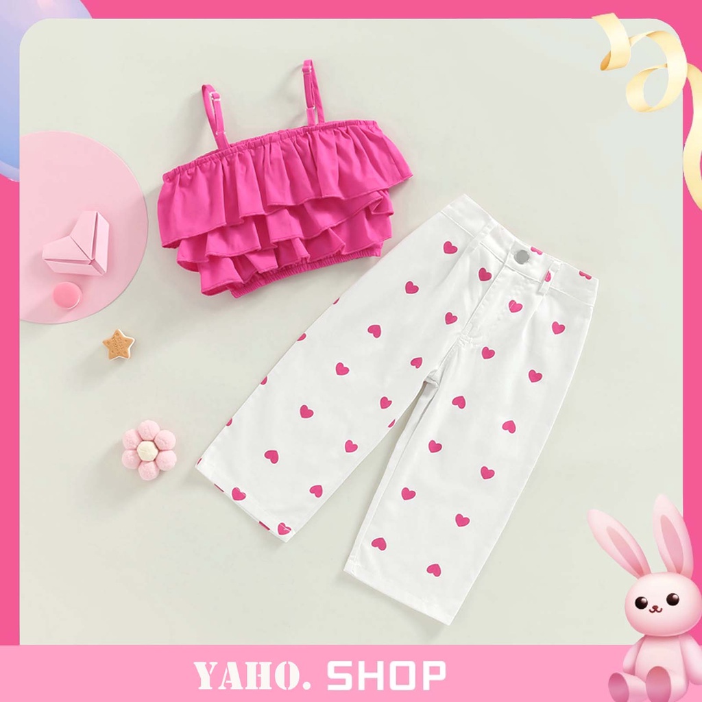 ZXT-Ootd For Kids Girl 1-6 Years Old Summer Outfit Sets Heart Printed ...