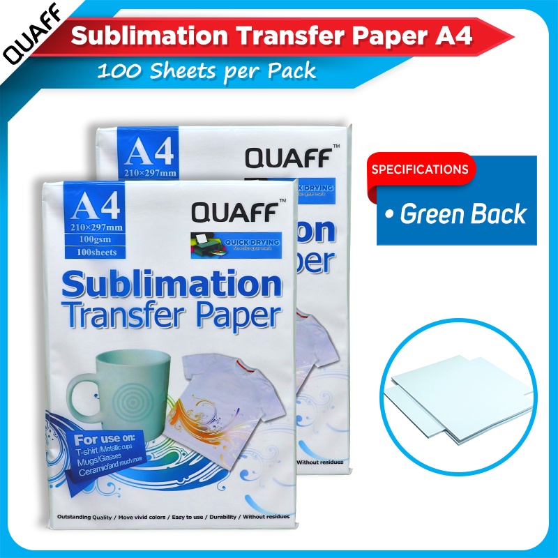 QUAFF Sublimation Paper A4 SIZE 100GSM // Sublimation Transfer Paper ...