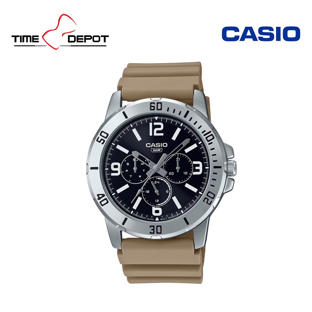 Casio MTP-VD300-5BUDF Standard Analog Brown Resin Strap Watch for Men ...