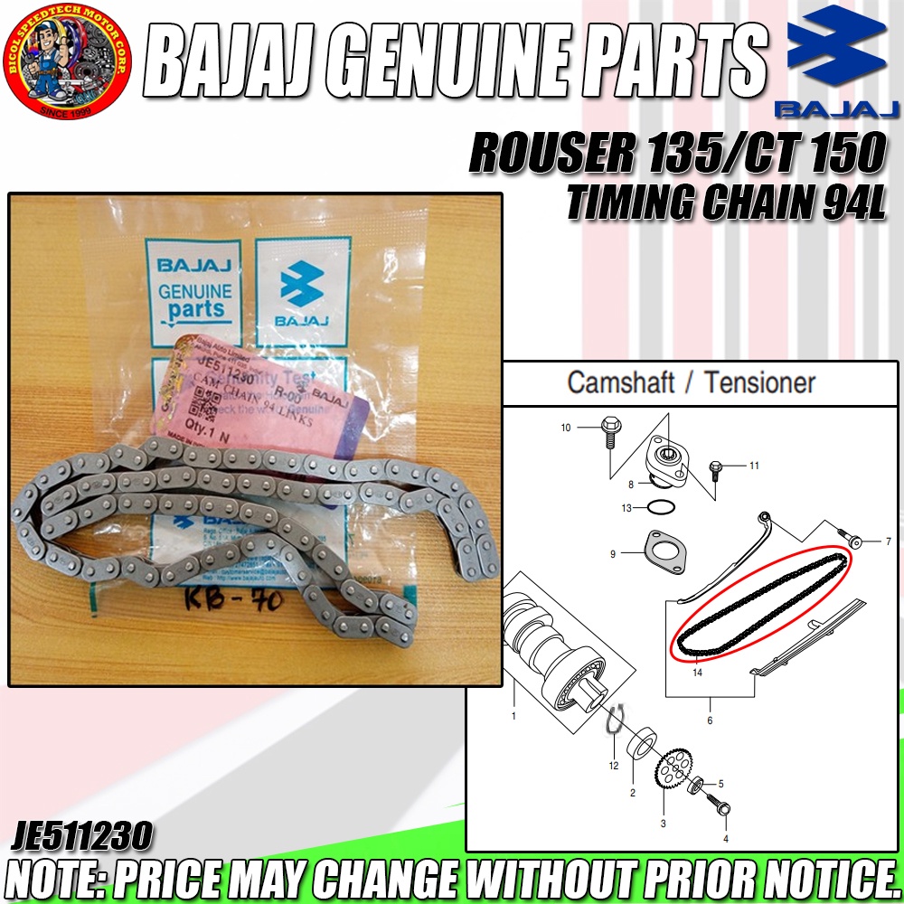 TIMING CHAIN ROUSER 135/CT 150 94L (KMC) (GENUINE: JE511230) | Shopee ...