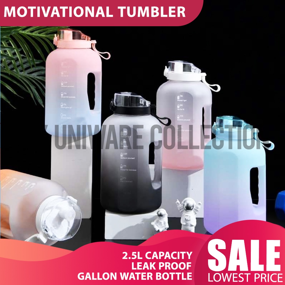 2.5Liter Water Jug Motivational Tumbler Large Capacity Sports Water Bottle With Handle And Straw ...