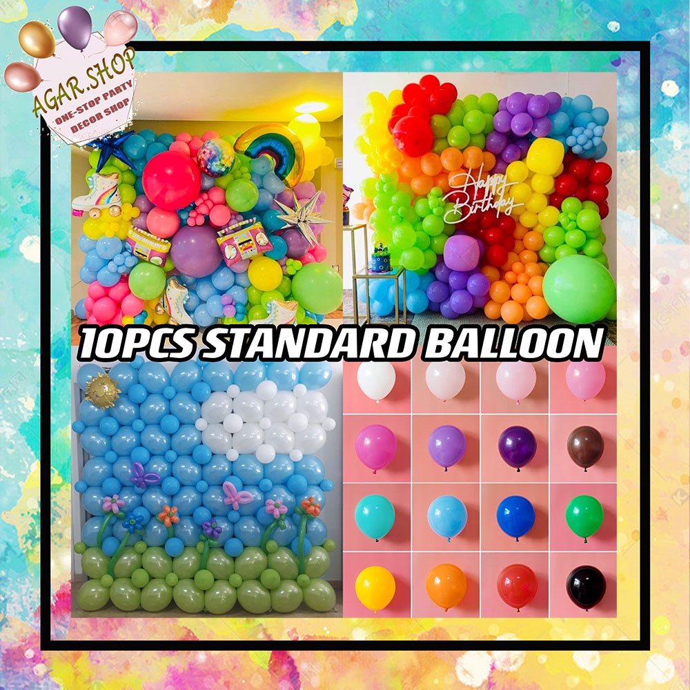 AGAR.SHOP 10pcs Standard 5/10/12 Inch Latex Ordinary Balloon Outdoor ...