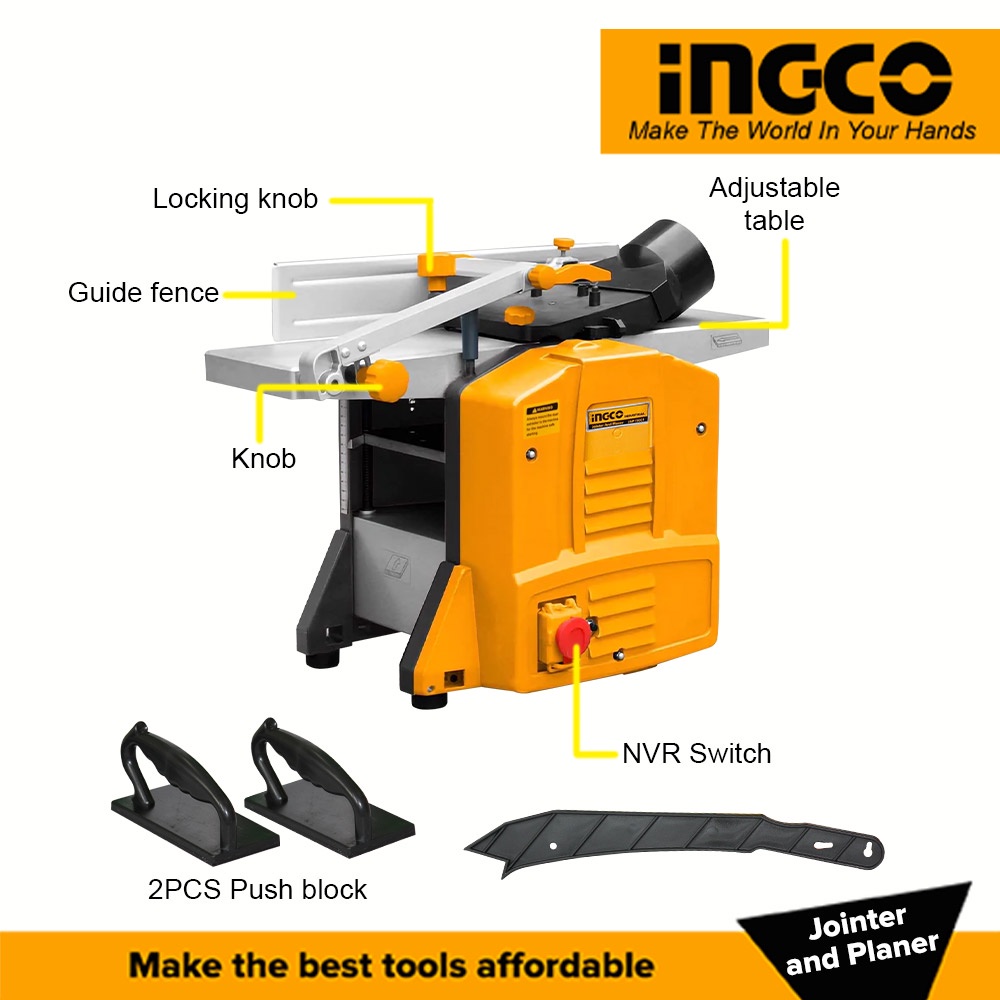 INGCO JAP15001 Electric Benchtop Wood Jointer & Planer 1500W 8Inch Ipt ...