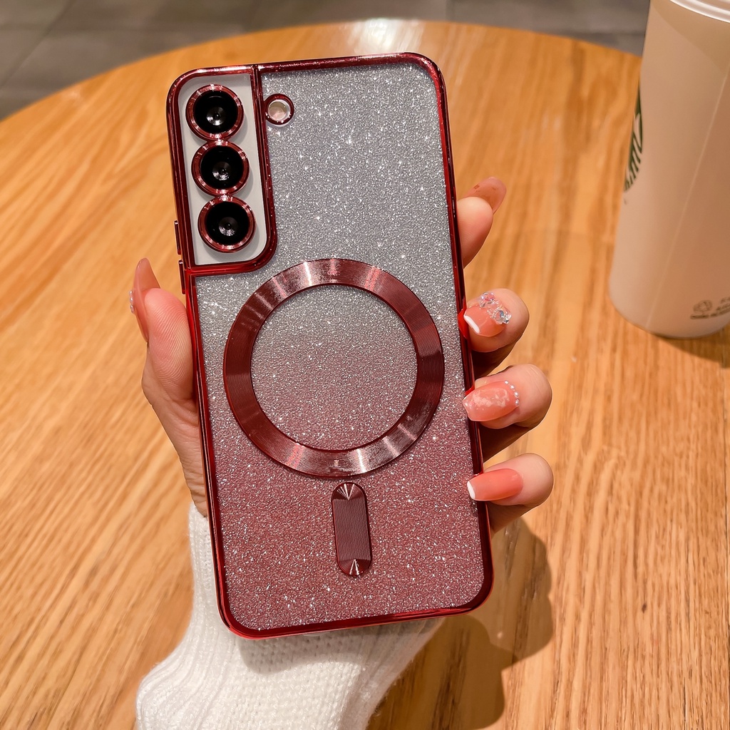 Transparent Glitter Plating Magnetic Case Samsung S23 Ultra S22 Plus ...