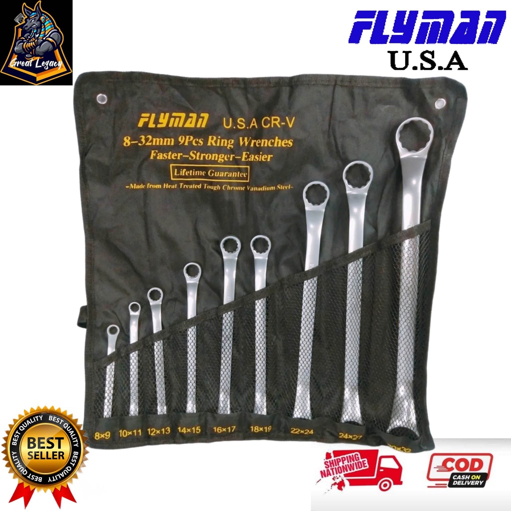 Flyman 9 Pcs.Combination Box Wrench (Double End Box) | Shopee Philippines