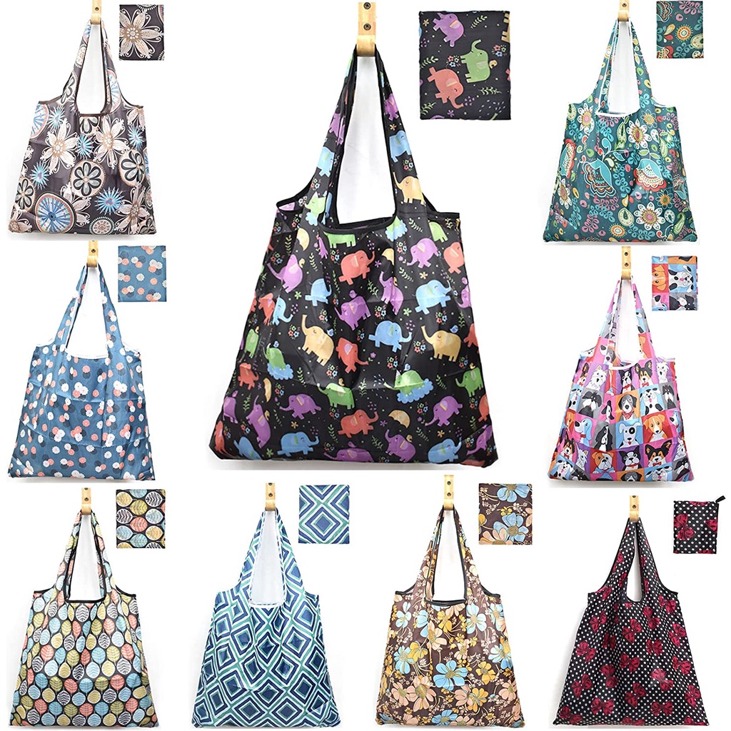 Reusable Grocery Bags Polyester Shopping Bags for Groceries Foldable ...