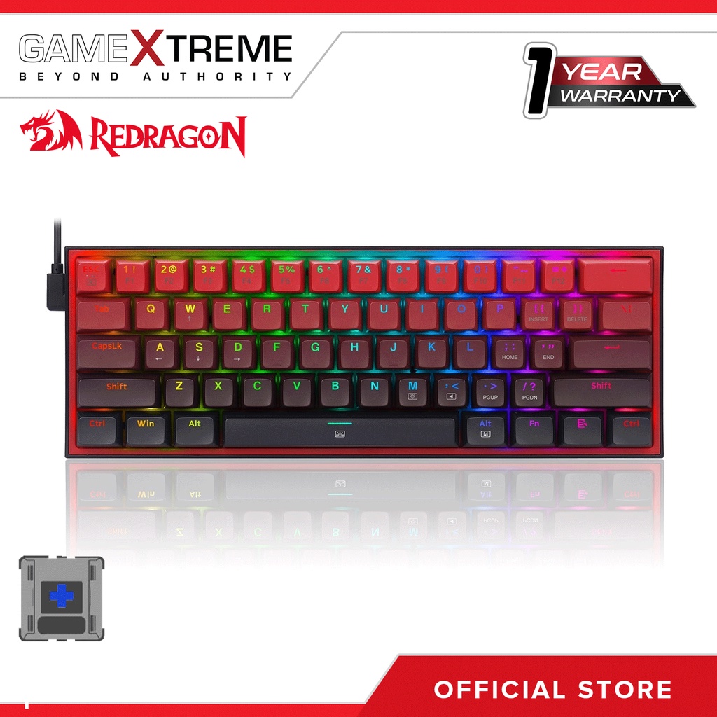 Redragon Fizz RGB 617 Keys Mechanical Gaming Keyboard Red Blue Switch ...