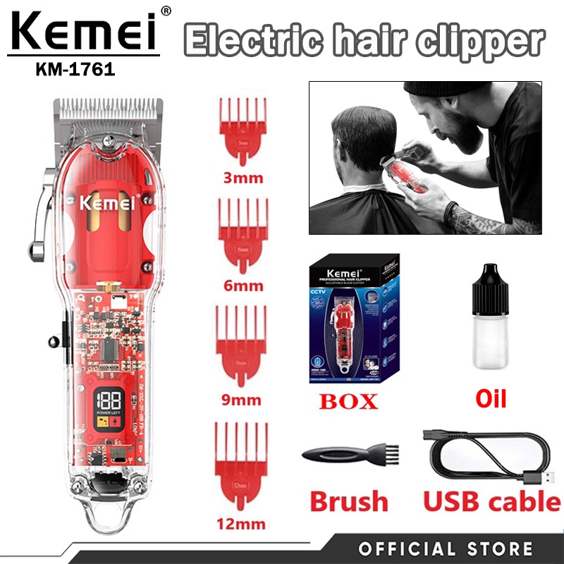 Kemei Razor Hair Cut Rechargeable Hair Clipper LCD Display with USB ...