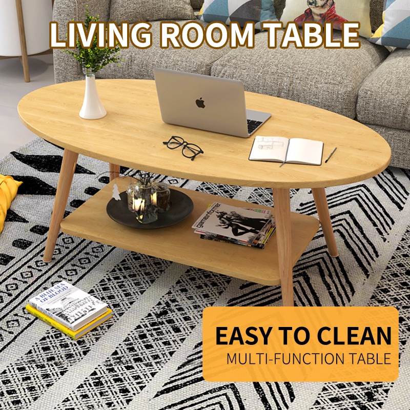 Coffee table Simple Modern Creative Double layers Wooden Tea Table Home ...