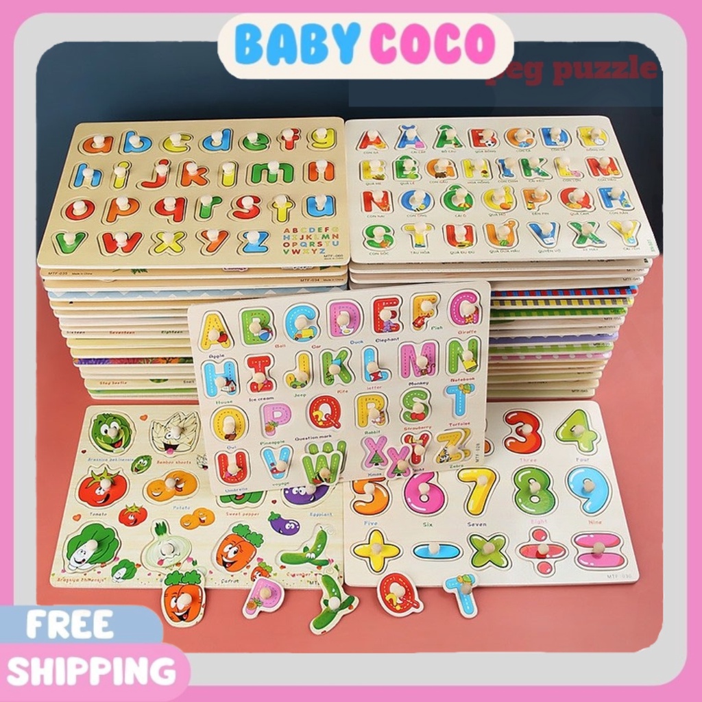 Baby coco Large Size ABC Wooden Puzzle for Kids Alphabet Digital Wooden ...