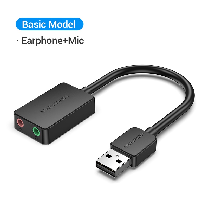 Vention USB Sound Card Headphone Dual Port External Microphone 48K ...