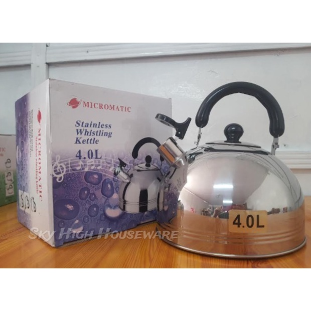 MICROMATIC (4 LITERS) Stainless Steel Whistling Kettle MK-40L | Shopee ...