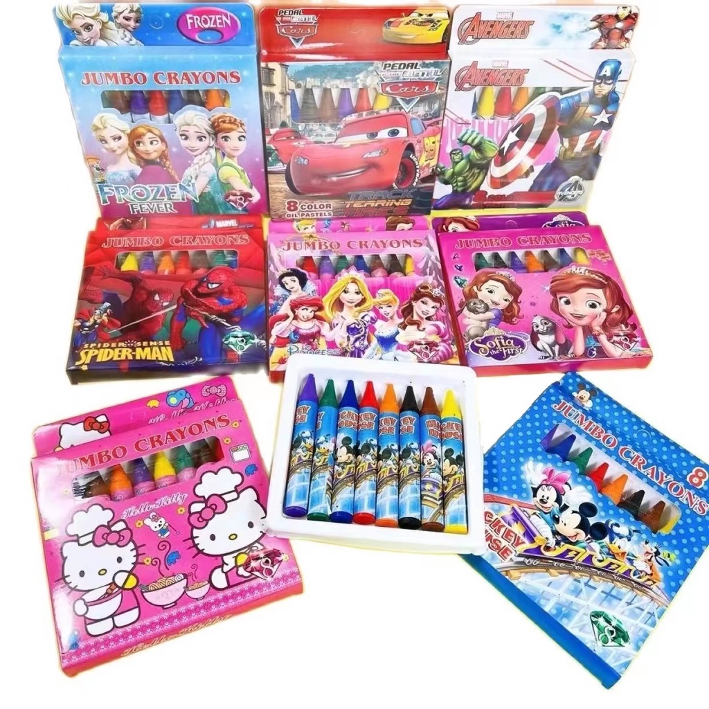 8colors Cartoon Character Jumbo crayons Arts Crafts Material kids large ...
