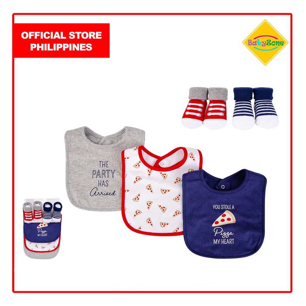 Hudson Baby 5 Piece Bib & Socks Set (17592/Pizza) | Shopee Philippines